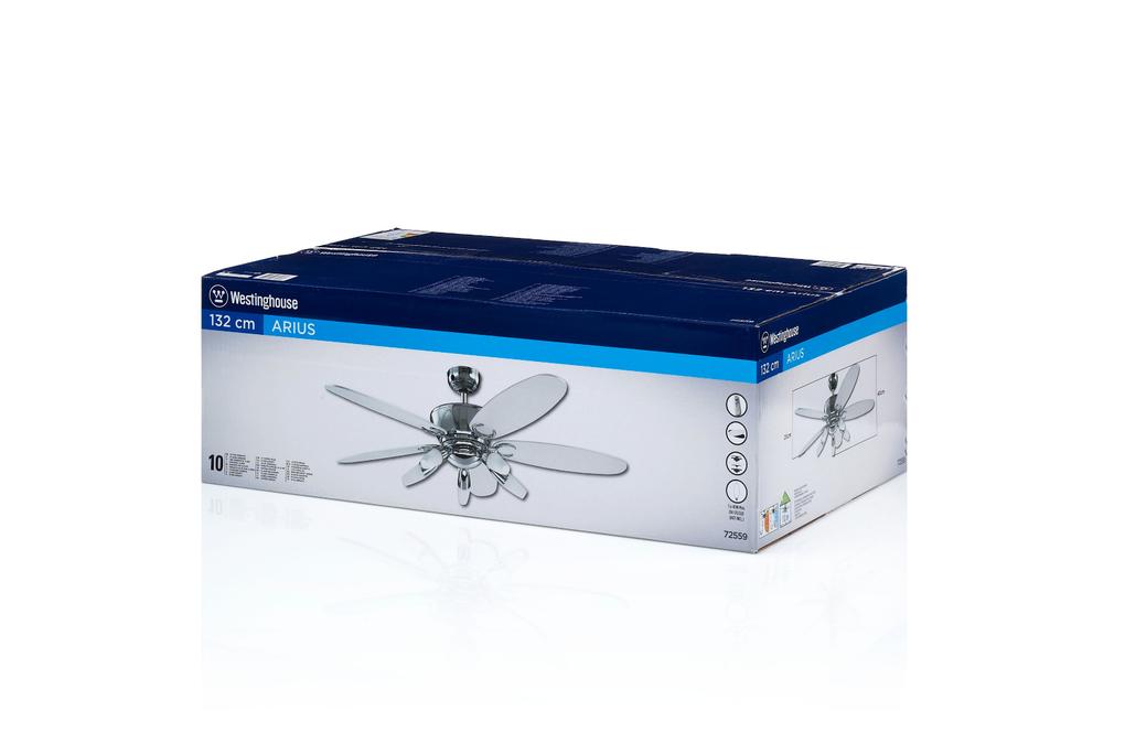 132 cm Westinghouse Arius ceiling fan in chrome with reversible blades ...